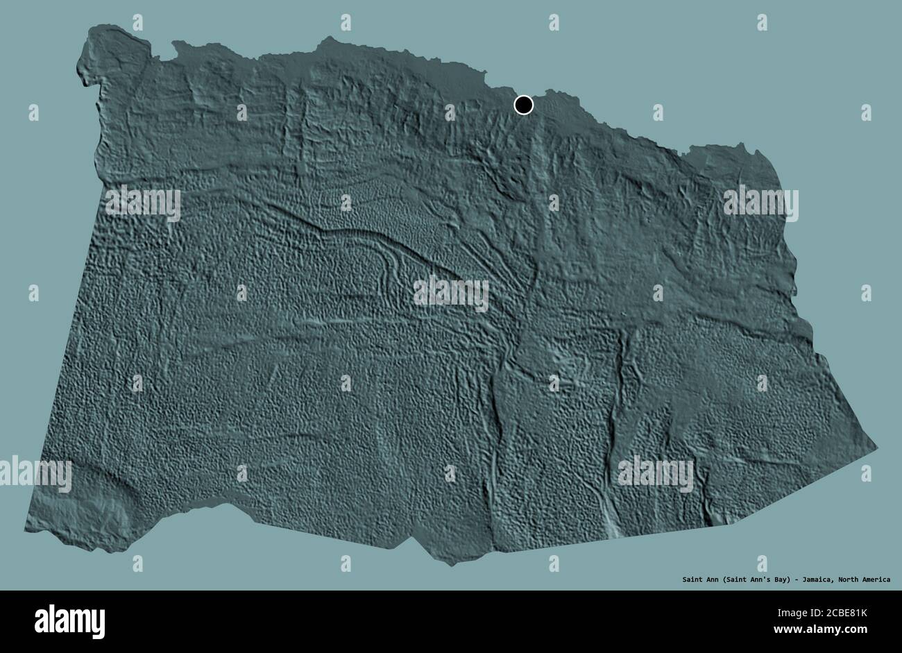 Shape of Saint Ann, parish of Jamaica, with its capital isolated on a ...