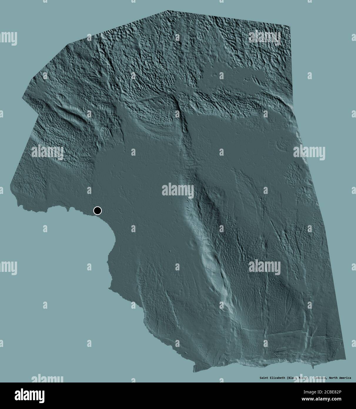 Shape of Saint Elizabeth, parish of Jamaica, with its capital isolated ...