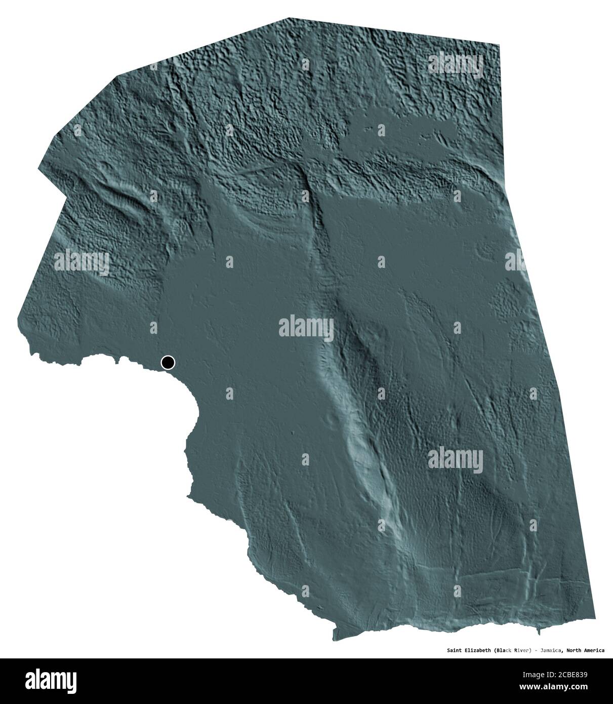 Shape of Saint Elizabeth, parish of Jamaica, with its capital isolated ...