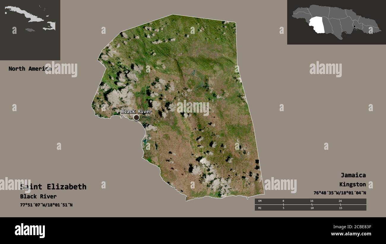 Shape of Saint Elizabeth, parish of Jamaica, and its capital. Distance ...