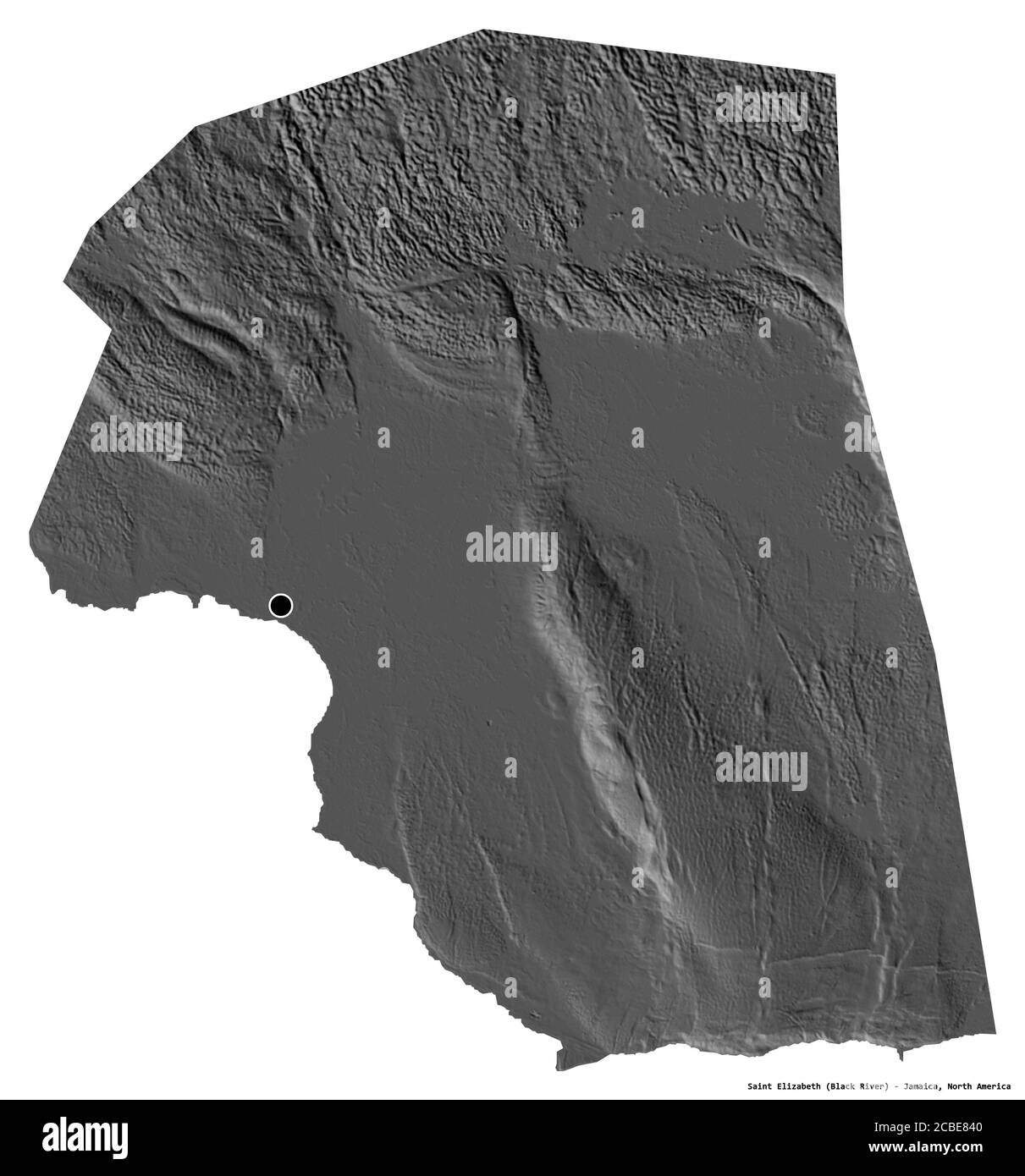 Shape of Saint Elizabeth, parish of Jamaica, with its capital isolated ...