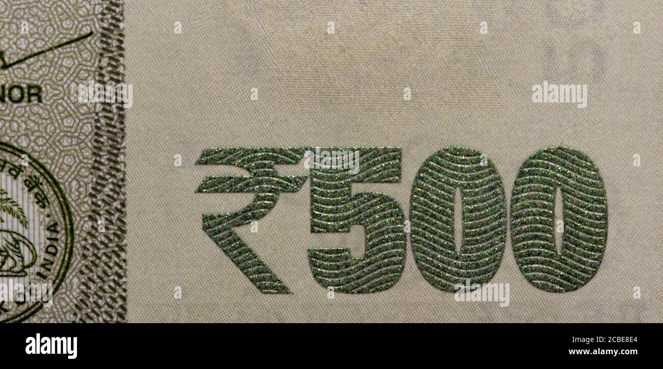 Indian currency 500 rupee close up Stock Photo - Alamy
