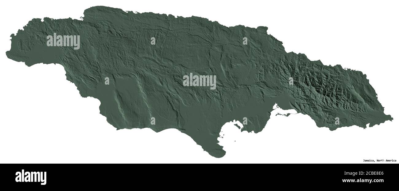 Shape of Jamaica with its capital isolated on white background. Colored ...