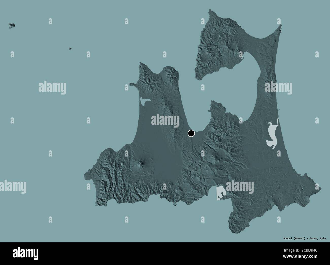 Shape of Aomori, prefecture of Japan, with its capital isolated on a ...