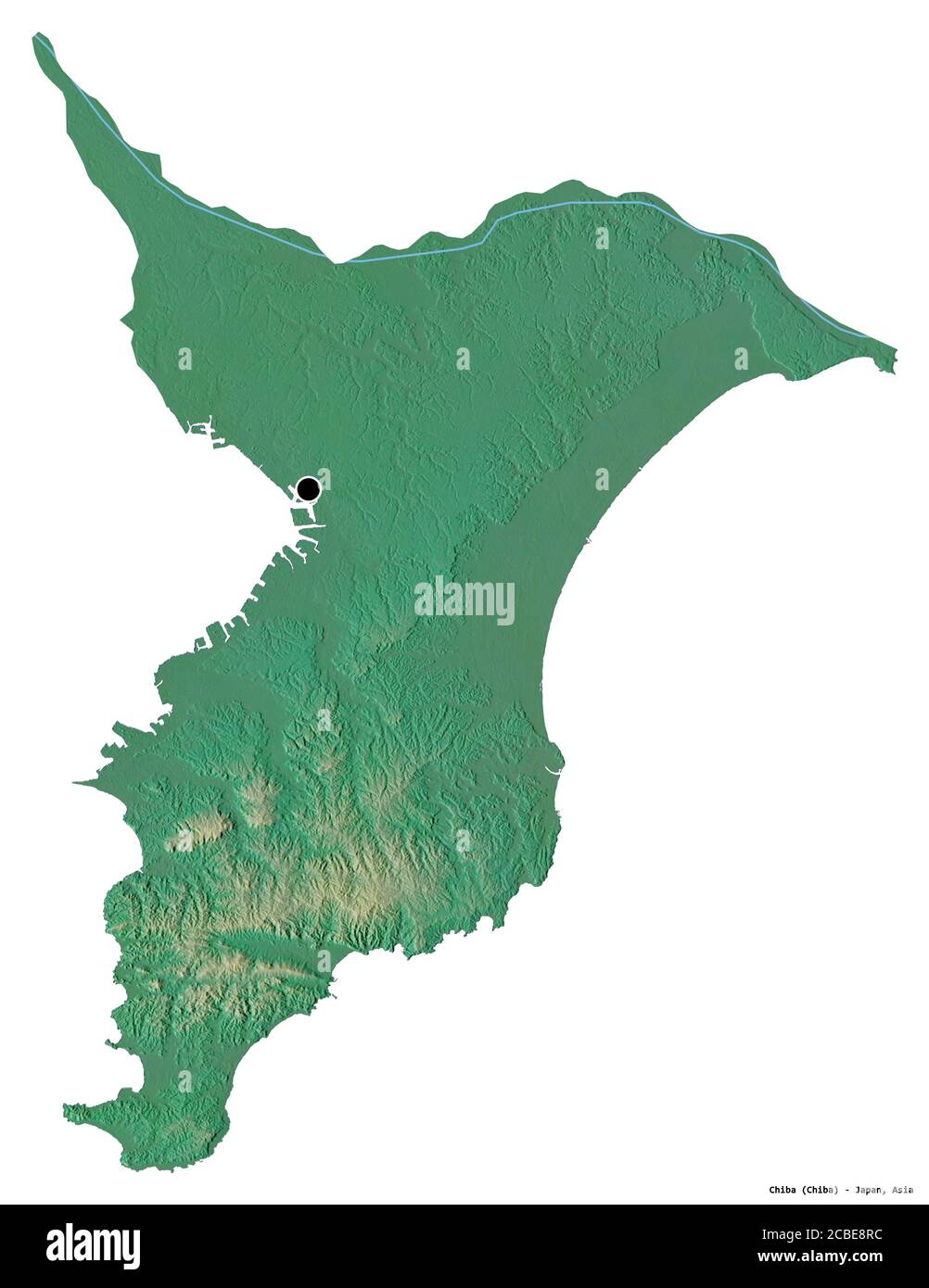 Shape of Chiba, prefecture of Japan, with its capital isolated on white ...