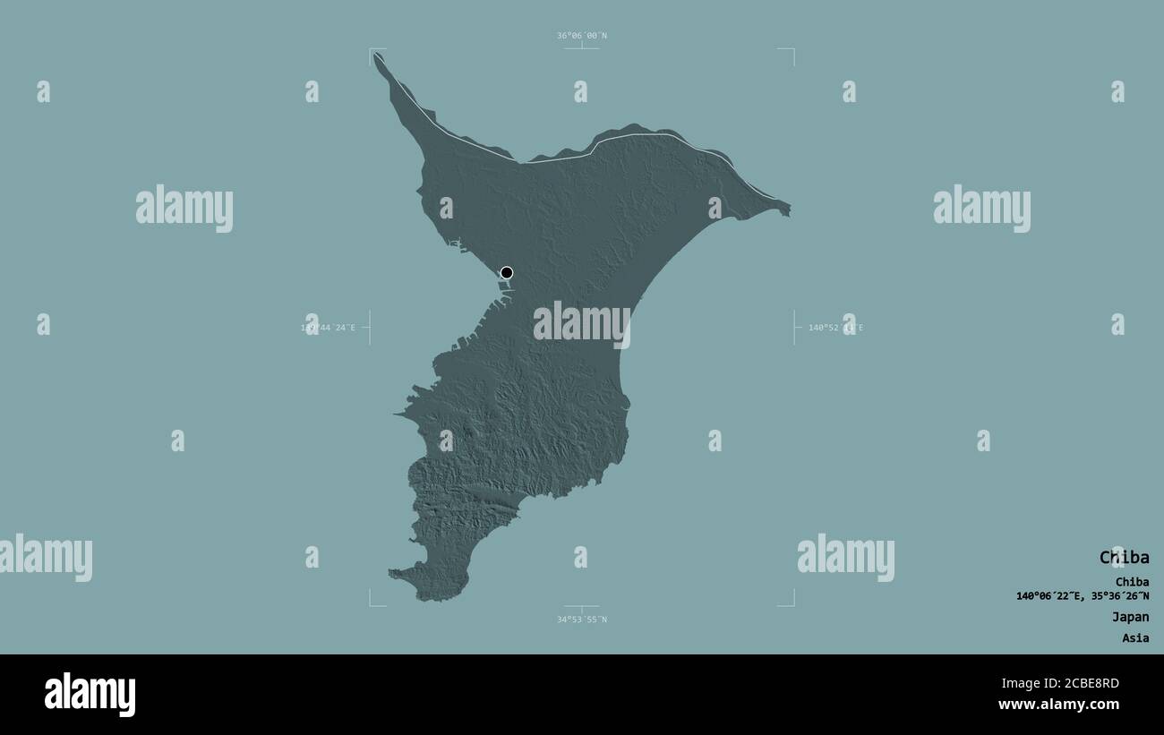 Area of Chiba, prefecture of Japan, isolated on a solid background in a ...