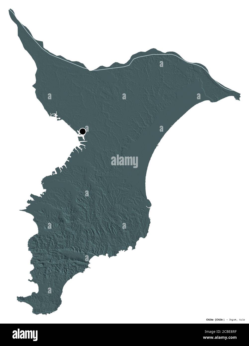 Shape of Chiba, prefecture of Japan, with its capital isolated on white ...