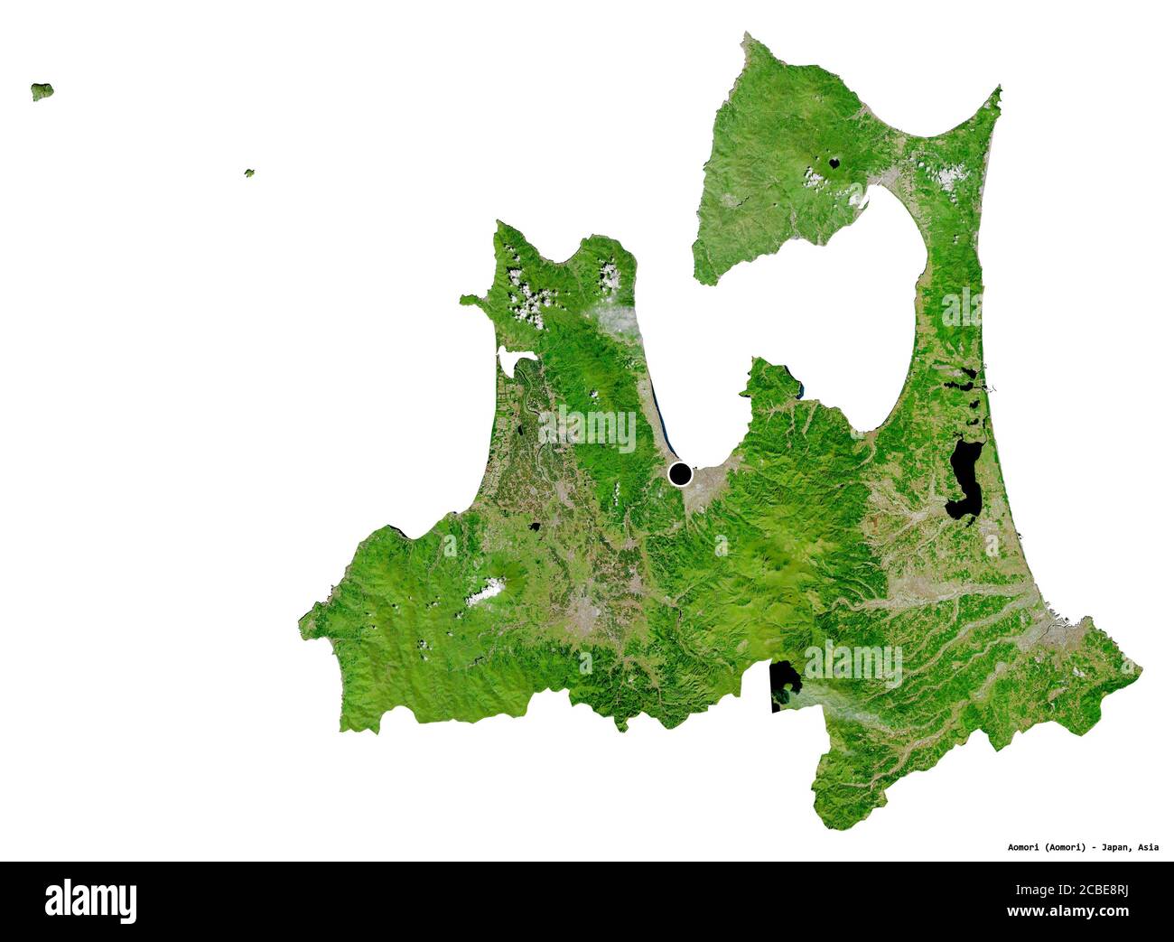 Shape of Aomori, prefecture of Japan, with its capital isolated on ...
