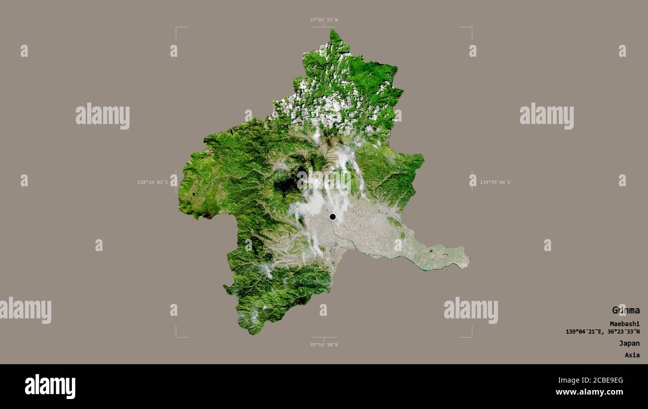 Area of Gunma, prefecture of Japan, isolated on a solid background in a ...