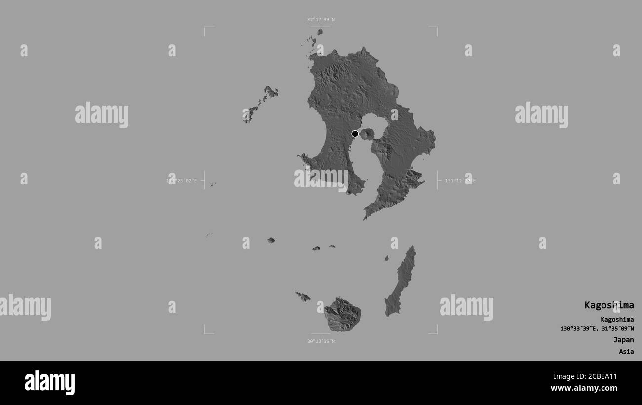 Area of Kagoshima, prefecture of Japan, isolated on a solid background ...