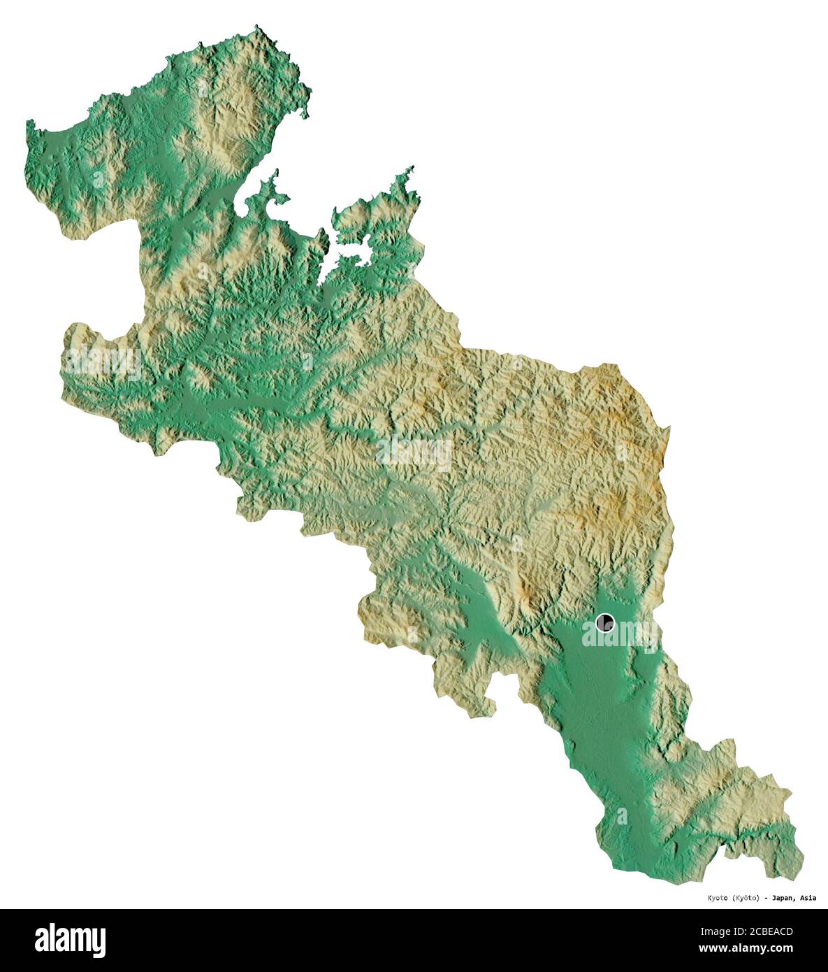 Shape of Kyoto, urban prefecture of Japan, with its capital isolated on ...