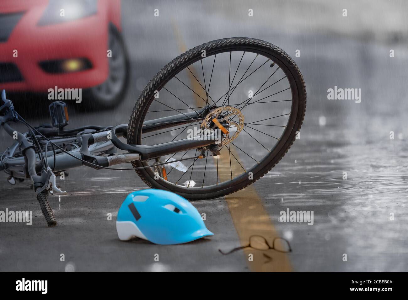 Bicycle accident rain hi-res stock photography and images - Alamy