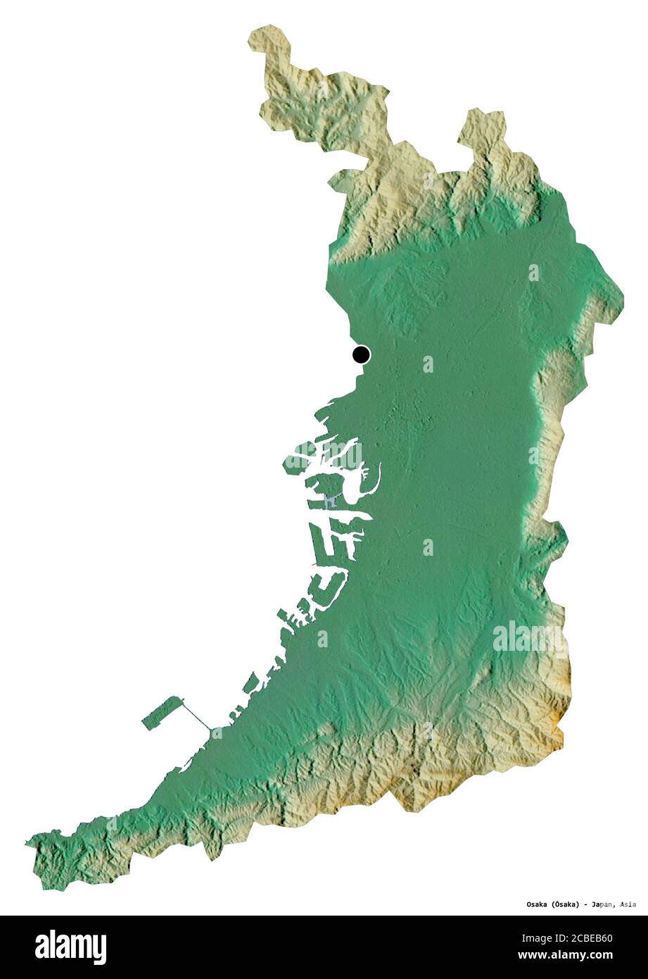 Shape of Osaka, urban prefecture of Japan, with its capital isolated on ...