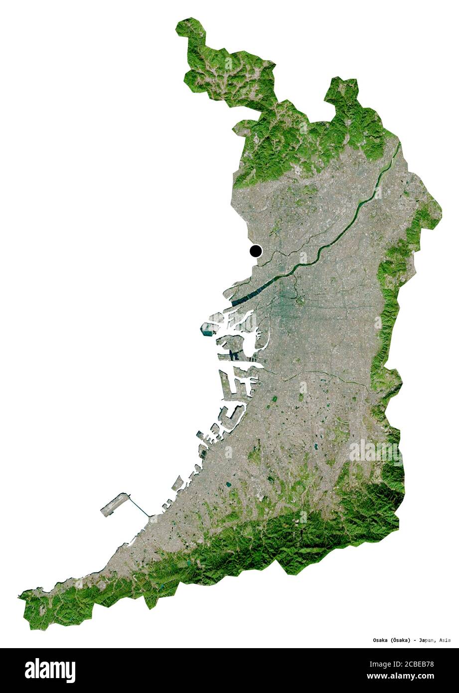 Shape of Osaka, urban prefecture of Japan, with its capital isolated on ...