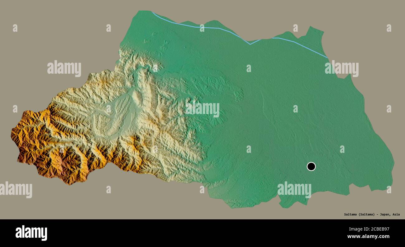 Shape of Saitama, prefecture of Japan, with its capital isolated on a ...