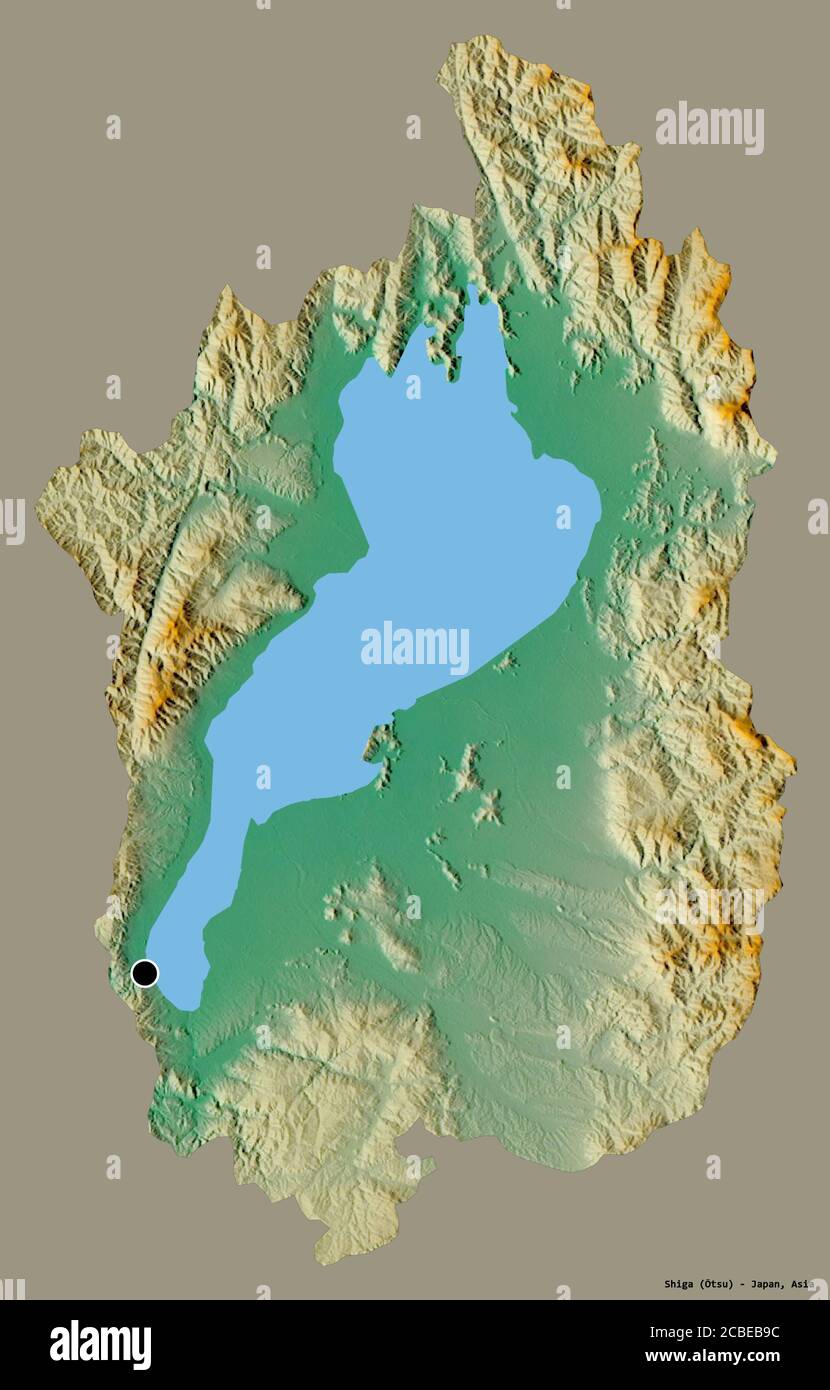 Shape of Shiga, prefecture of Japan, with its capital isolated on a ...