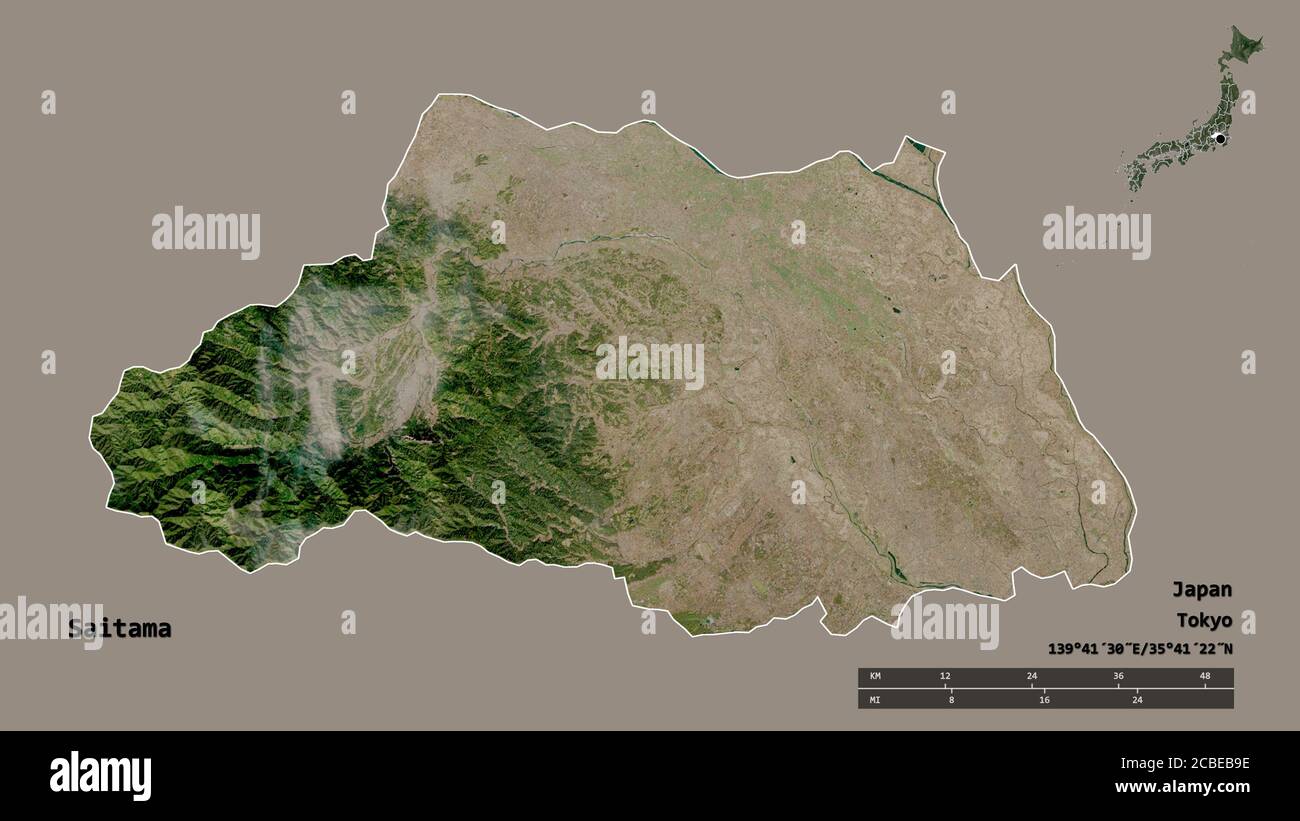 Shape of Saitama, prefecture of Japan, with its capital isolated on ...