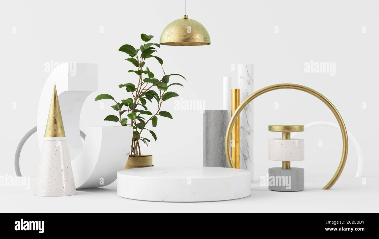 Product presentation scene with geometric elements 3d rendering Stock ...