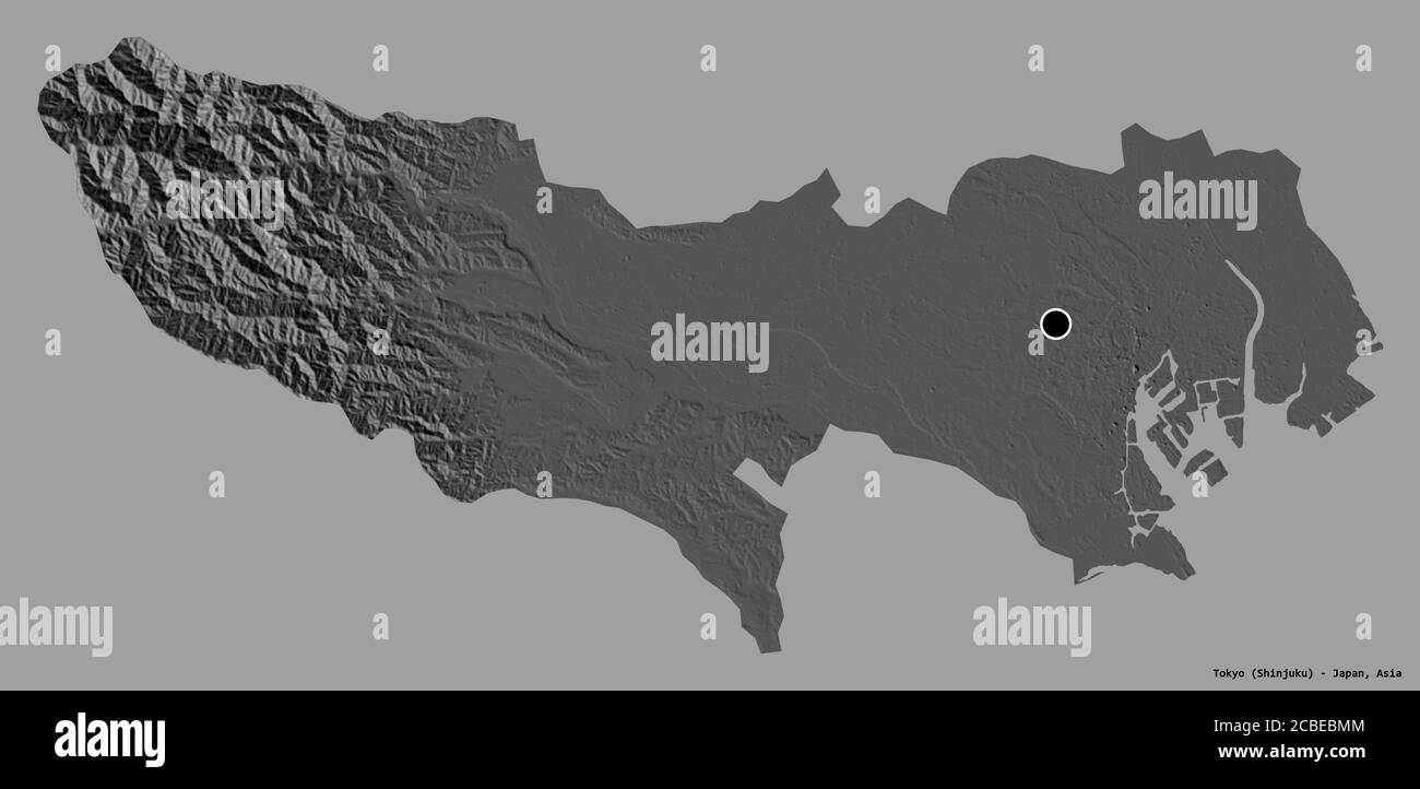 Shape of Tokyo, metropolis of Japan, with its capital isolated on a ...
