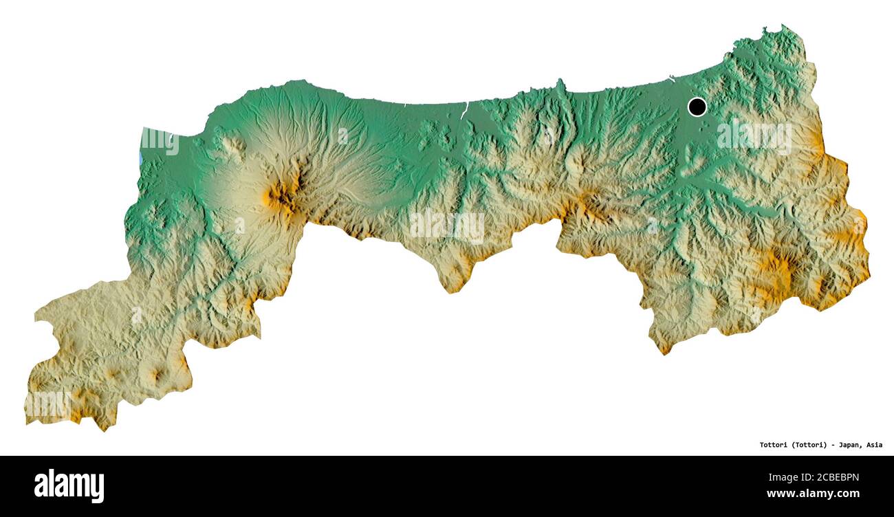 Shape of Tottori, prefecture of Japan, with its capital isolated on ...