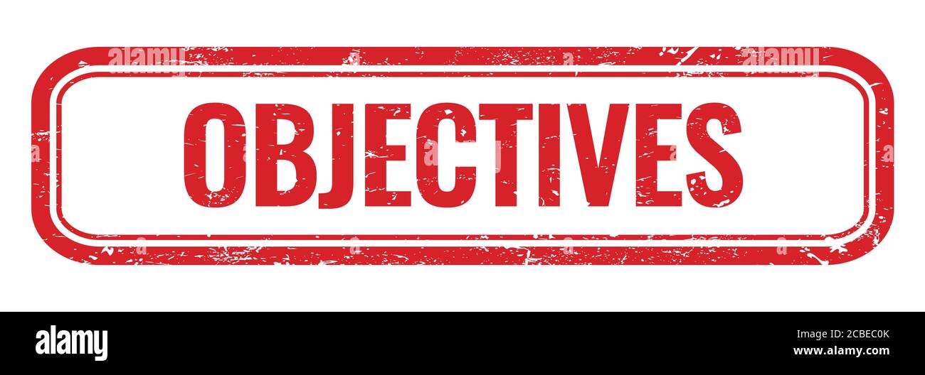 OBJECTIVES red grungy rectangle stamp sign Stock Photo - Alamy