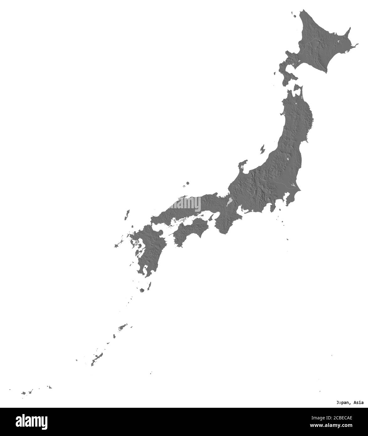 Shape of Japan with its capital isolated on white background. Bilevel ...