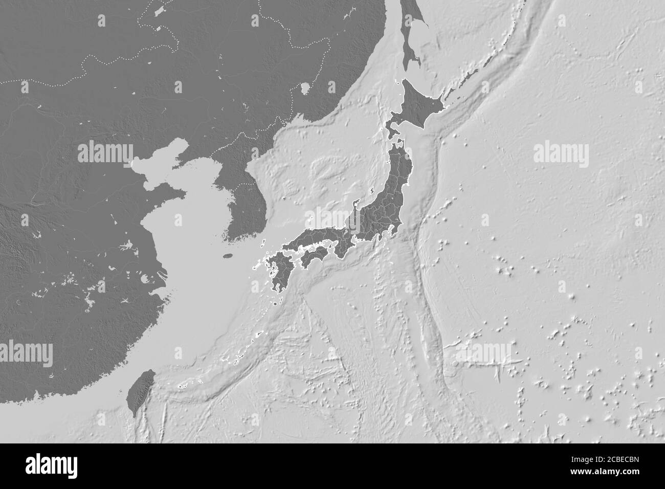 Extended area of Japan with country outline, international and regional ...