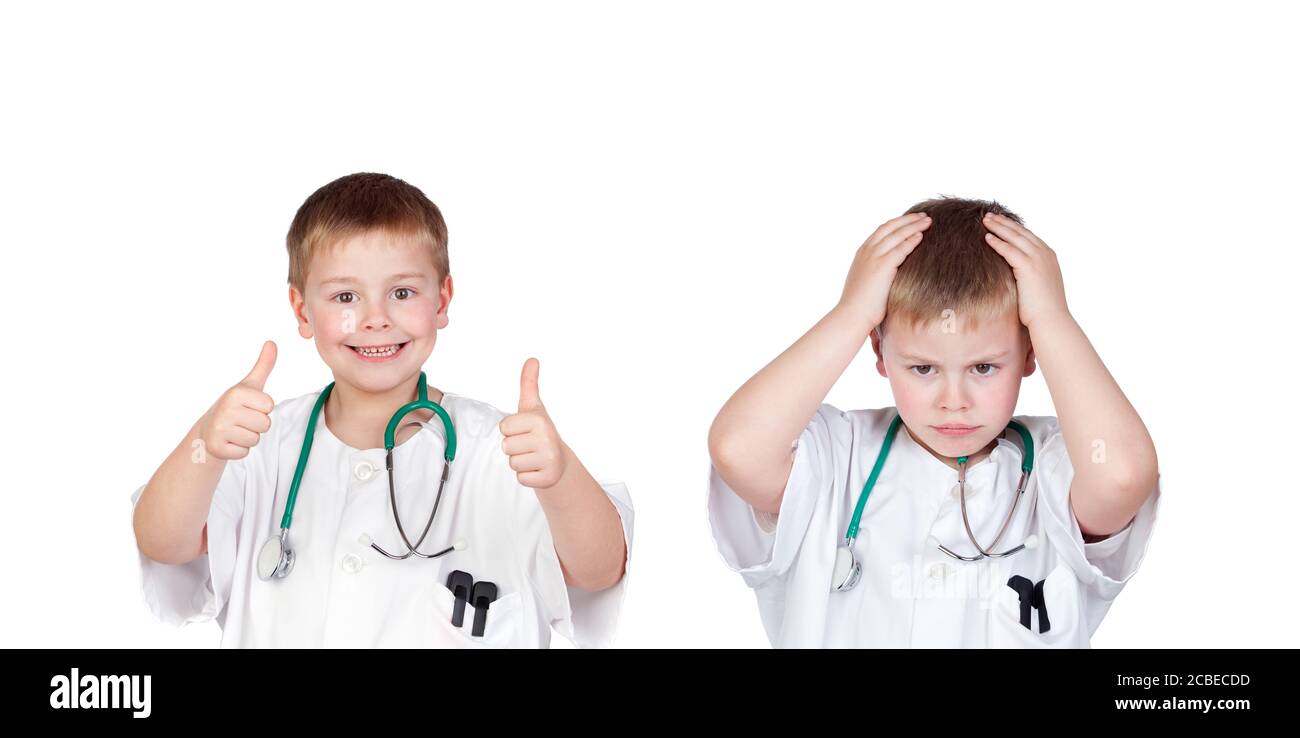 Two little doctors isolated on a white background Stock Photo - Alamy