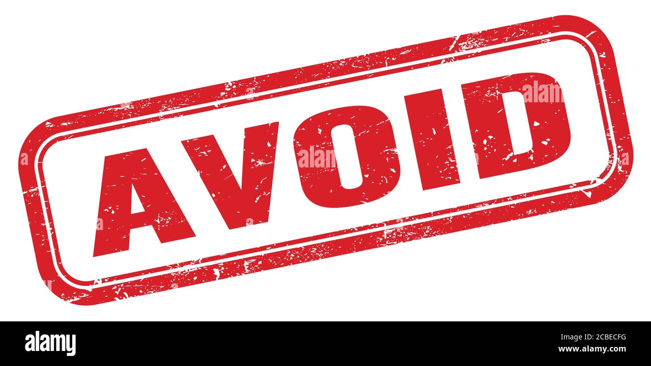 AVOID red grungy rectangle stamp sign Stock Photo - Alamy