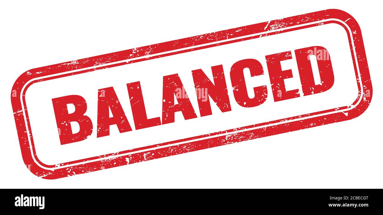 BALANCED red grungy rectangle stamp sign Stock Photo - Alamy