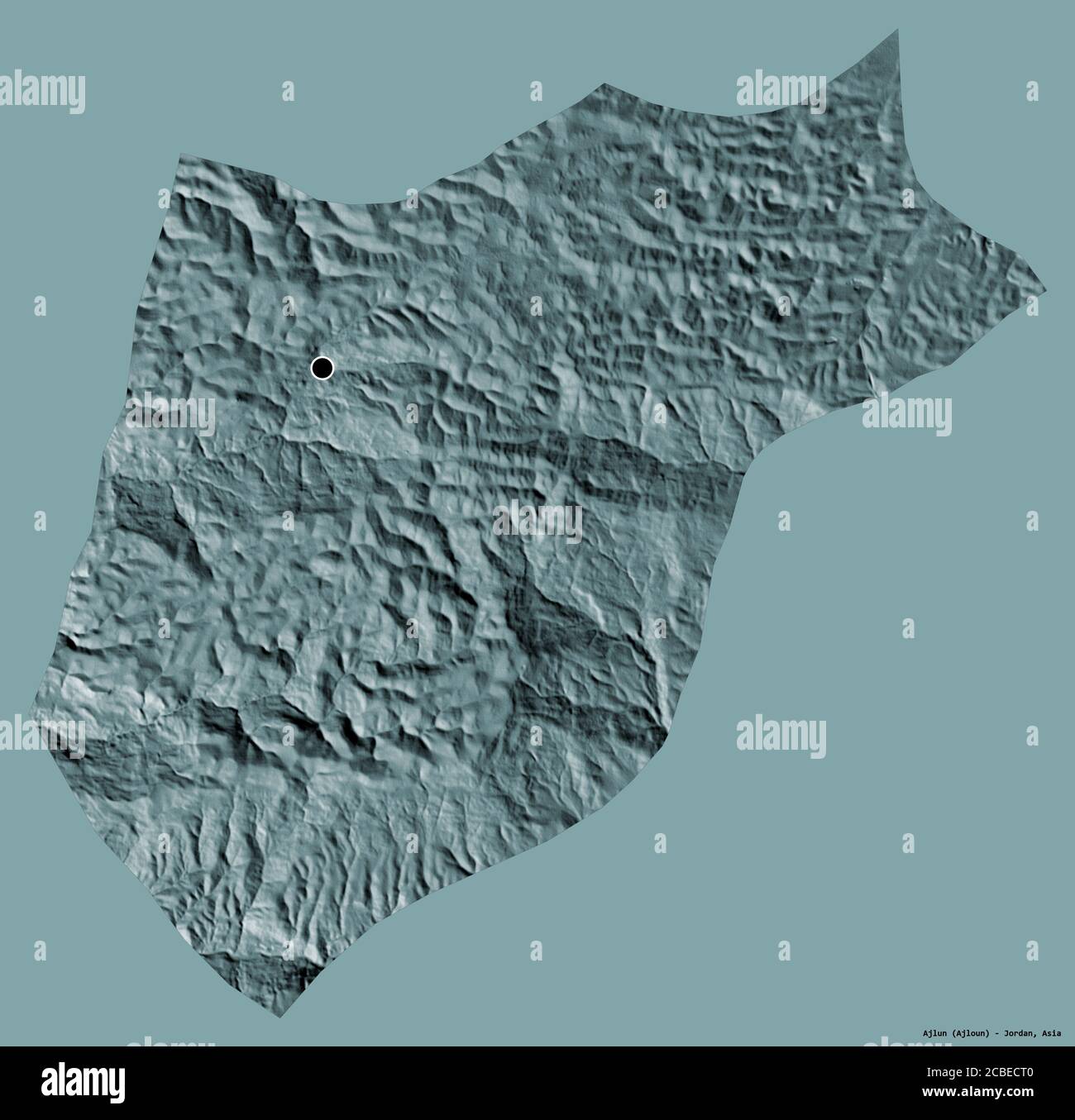Shape of Ajlun, province of Jordan, with its capital isolated on a ...