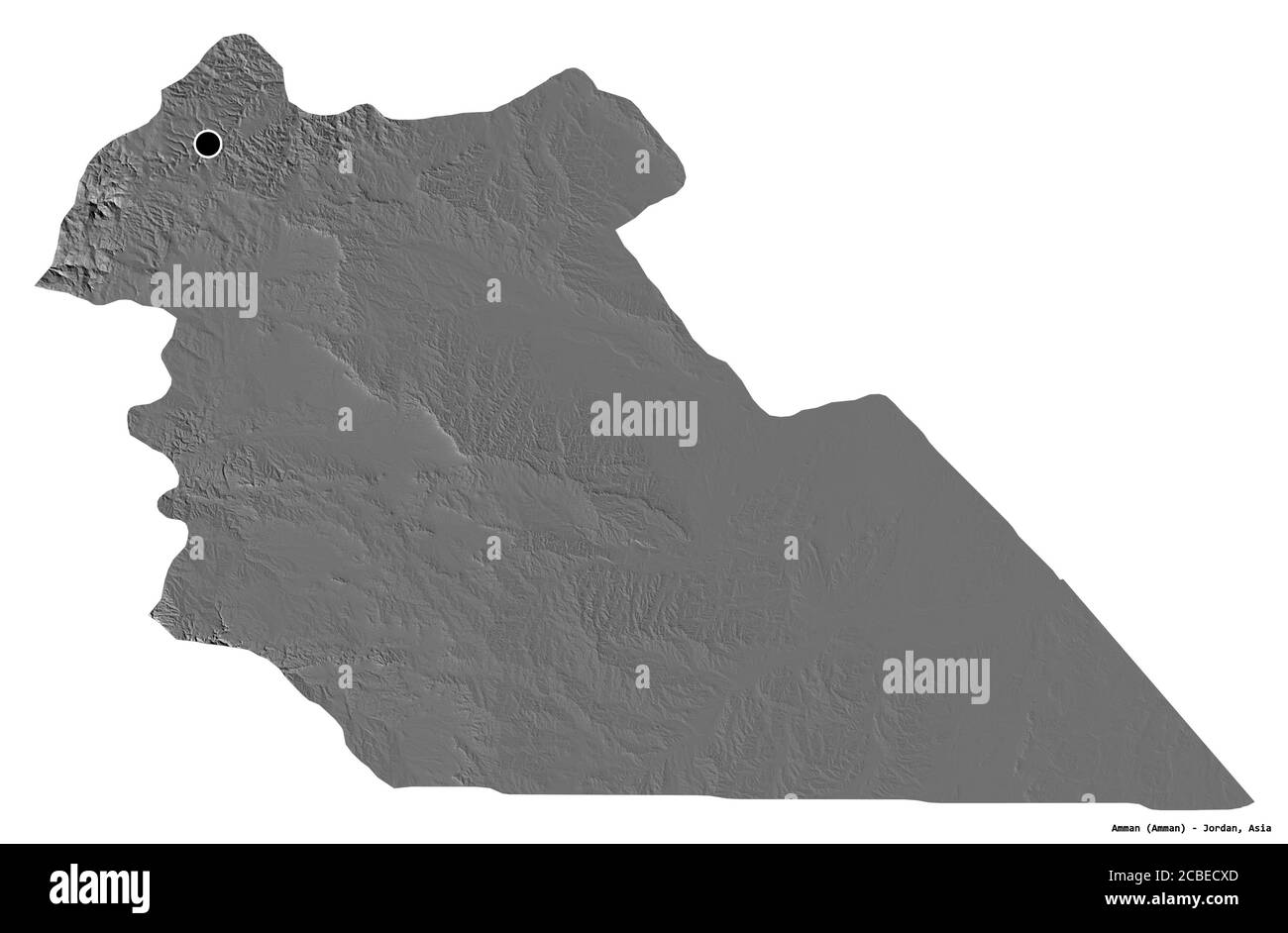 Shape of Amman, province of Jordan, with its capital isolated on white ...
