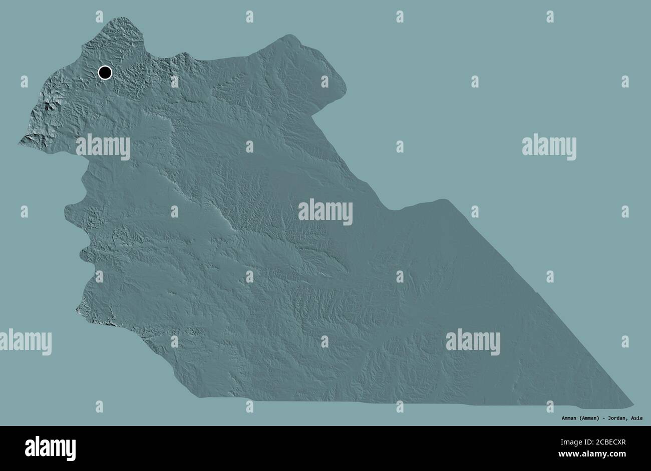 Shape of Amman, province of Jordan, with its capital isolated on a ...