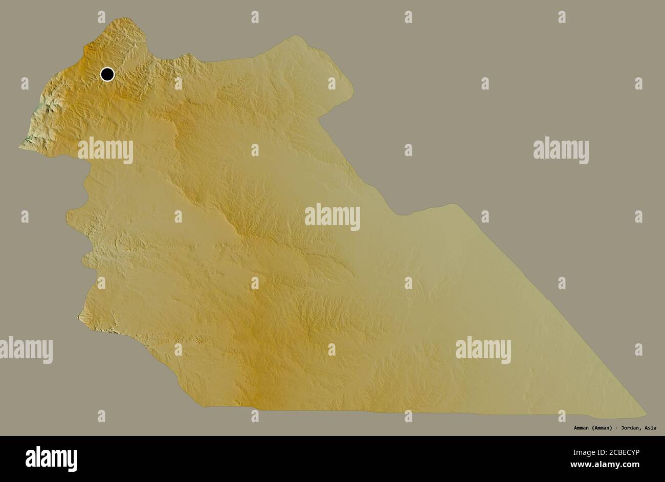Shape of Amman, province of Jordan, with its capital isolated on a ...