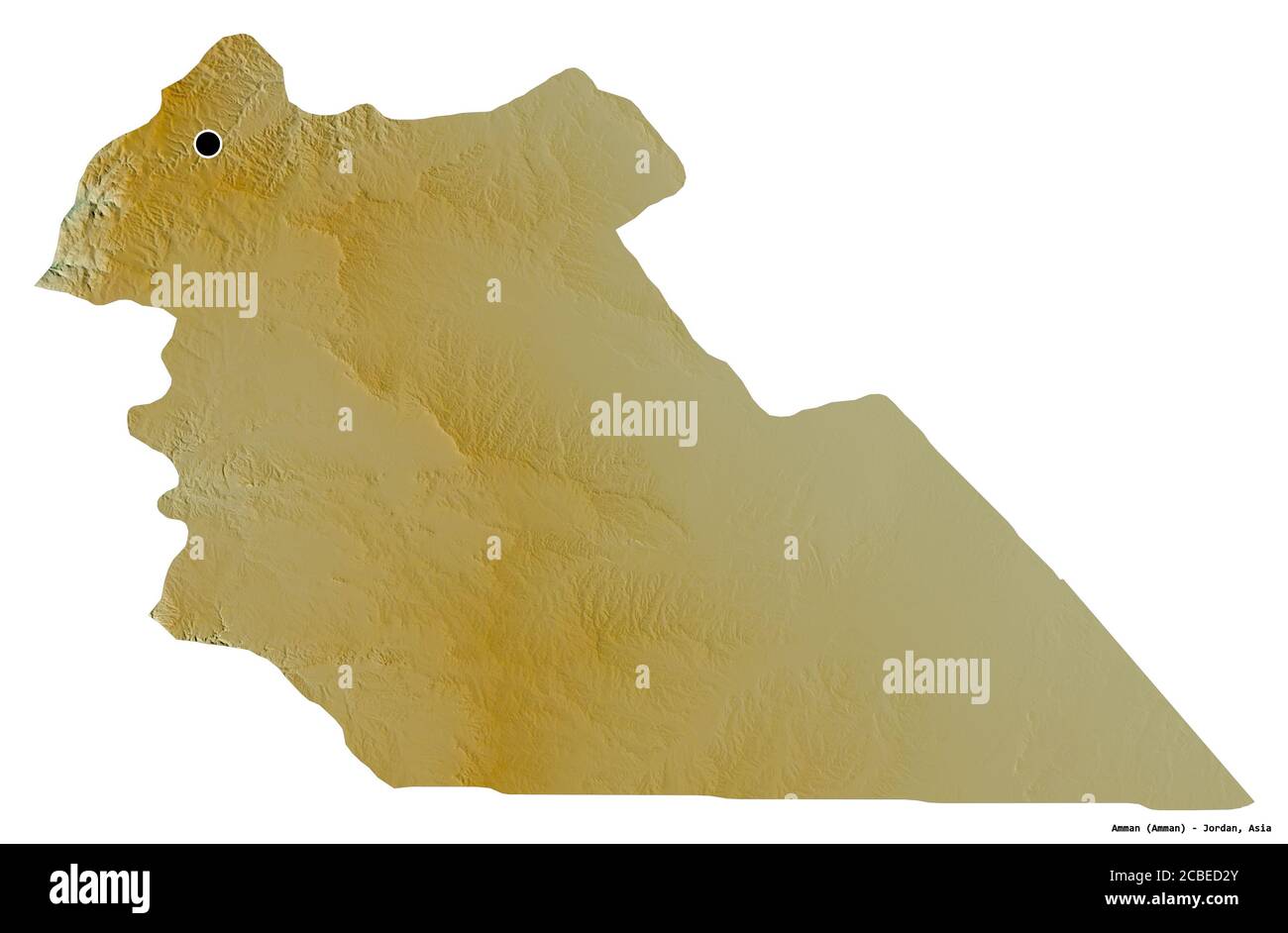 Shape of Amman, province of Jordan, with its capital isolated on white ...