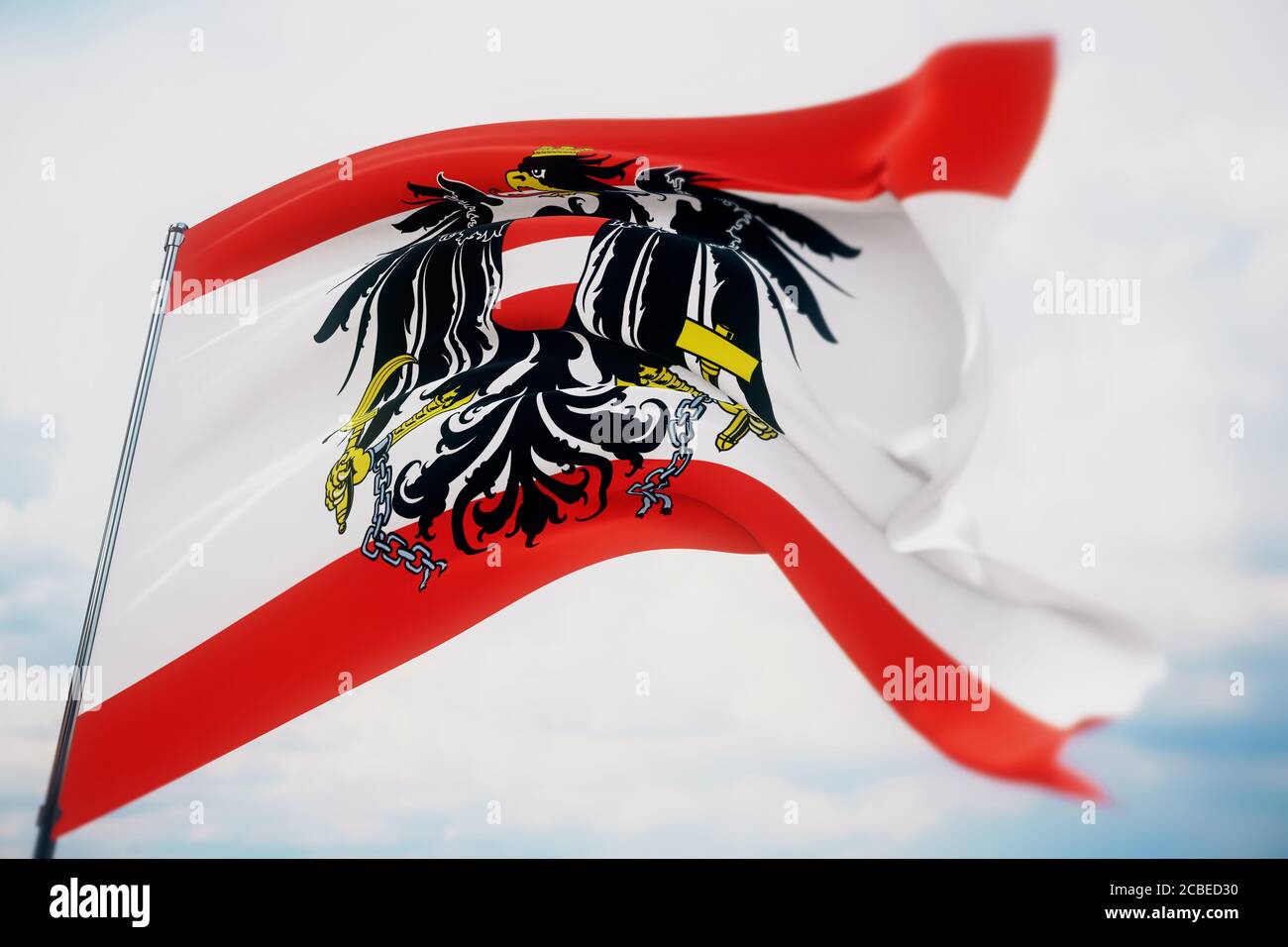 Waving flags of the world - flag of Austria state. Shot with a shallow ...