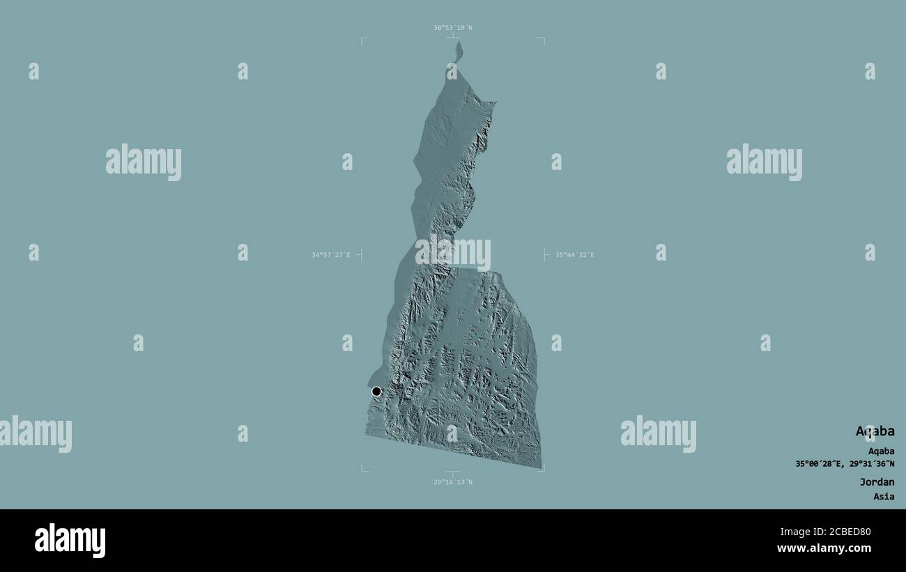 Area of Aqaba, province of Jordan, isolated on a solid background in a ...