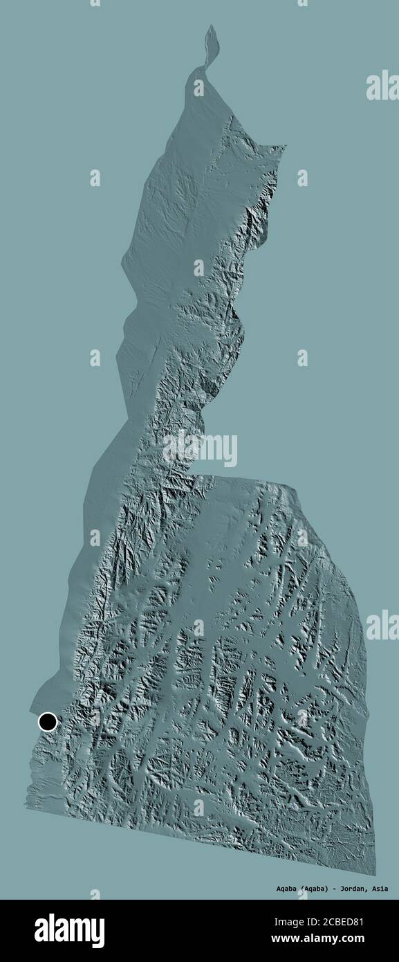 Shape of Aqaba, province of Jordan, with its capital isolated on a ...