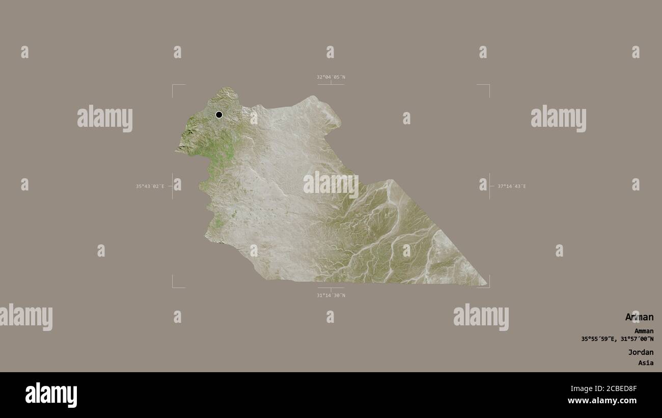 Area of Amman, province of Jordan, isolated on a solid background in a ...