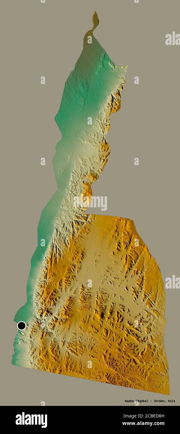 Shape of Aqaba, province of Jordan, with its capital isolated on a ...