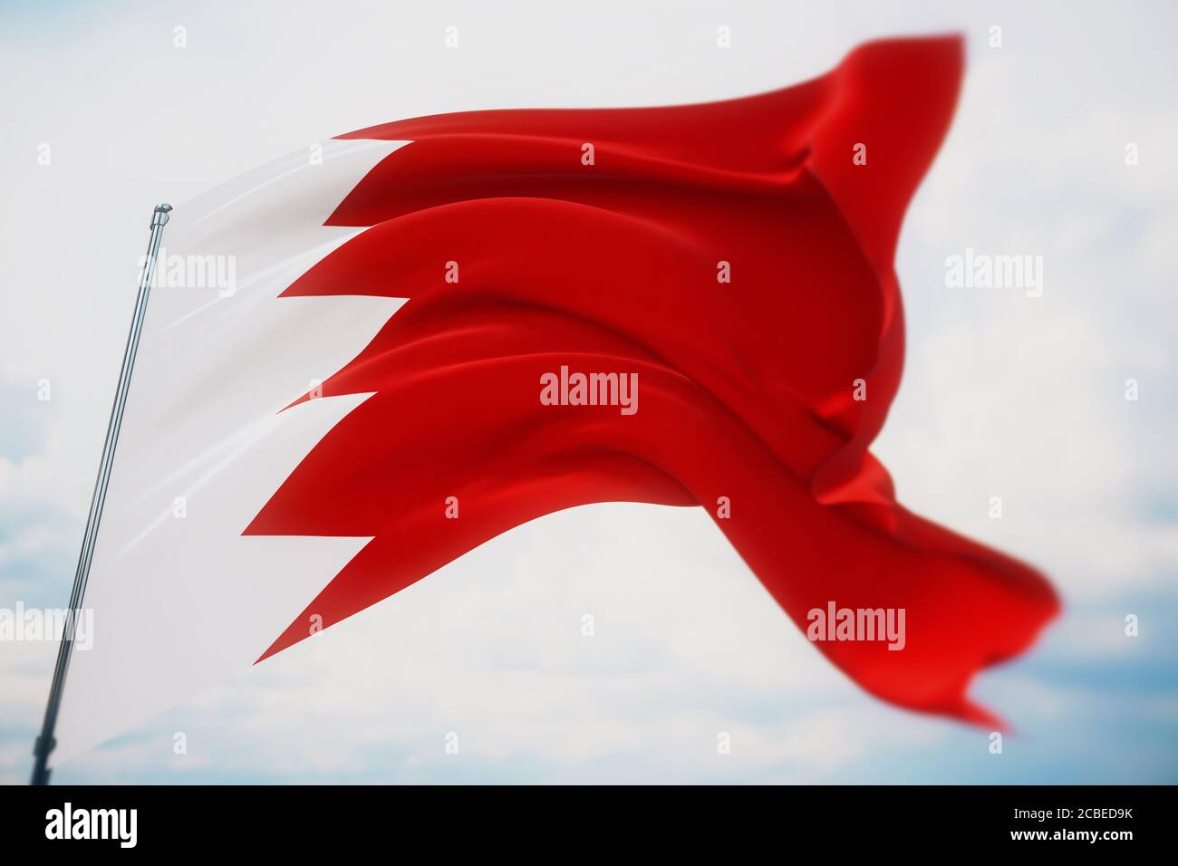 Waving flags of the world - flag of Bahrain. Shot with a shallow depth ...