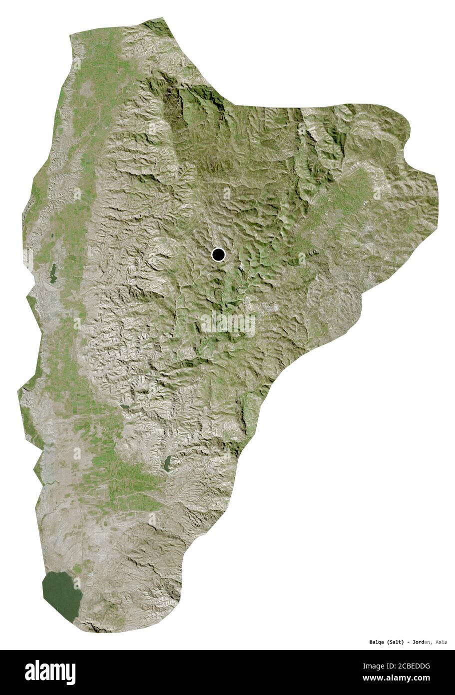 Shape of Balqa, province of Jordan, with its capital isolated on white ...