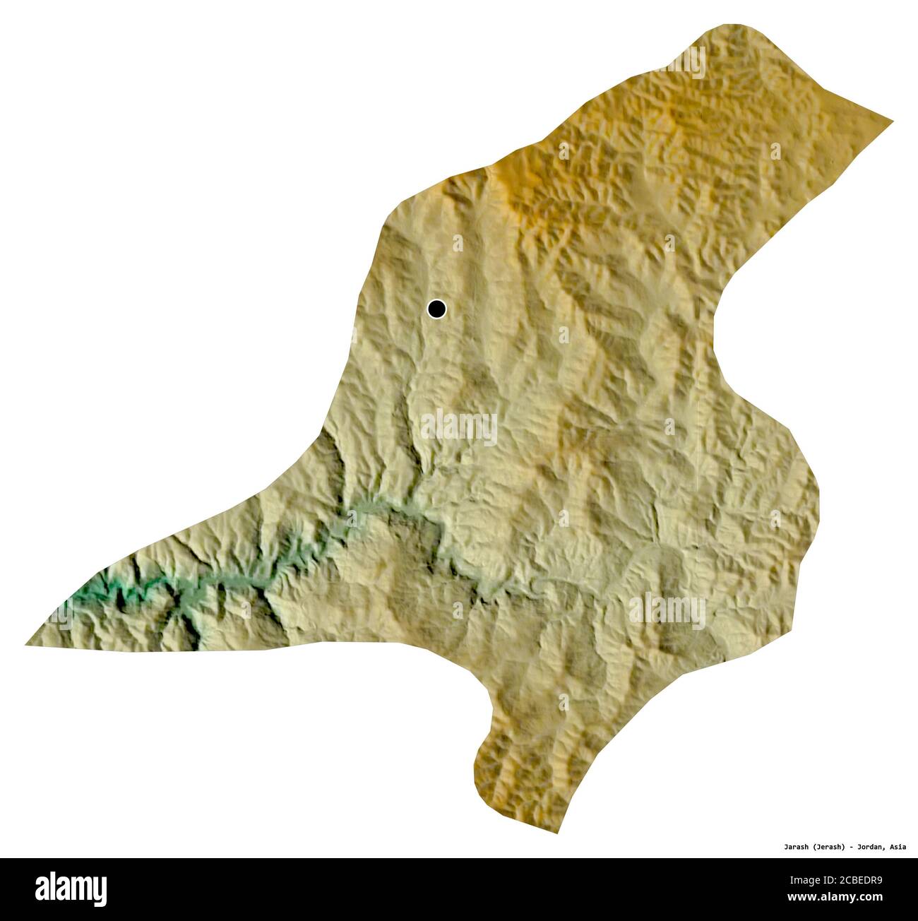 Shape of Jarash, province of Jordan, with its capital isolated on white ...