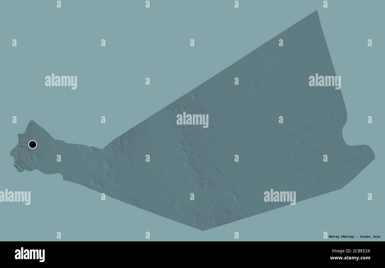 Shape of Mafraq, province of Jordan, with its capital isolated on a ...