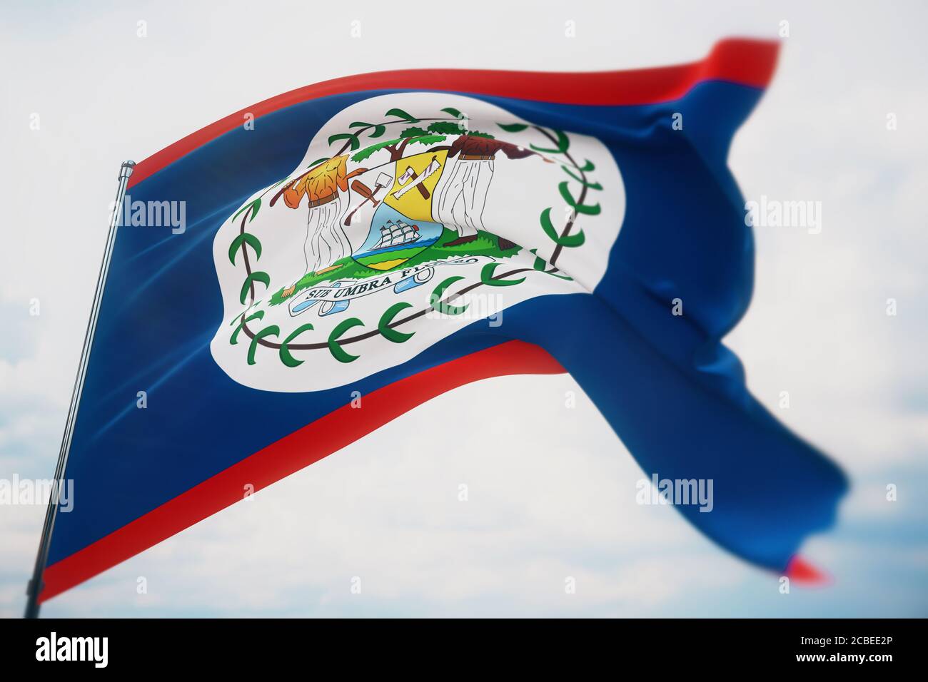 Waving flags of the world - flag of Belize. Shot with a shallow depth ...