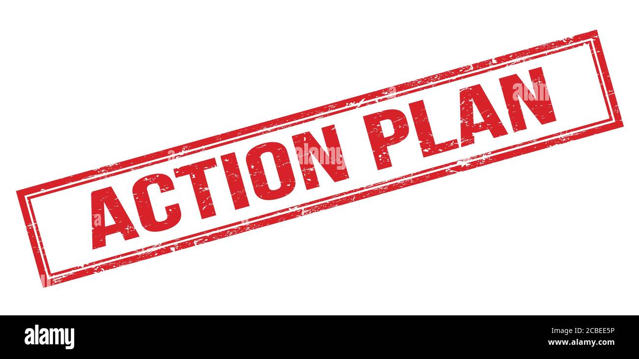 ACTION PLAN red grungy rectangle stamp sign Stock Photo - Alamy