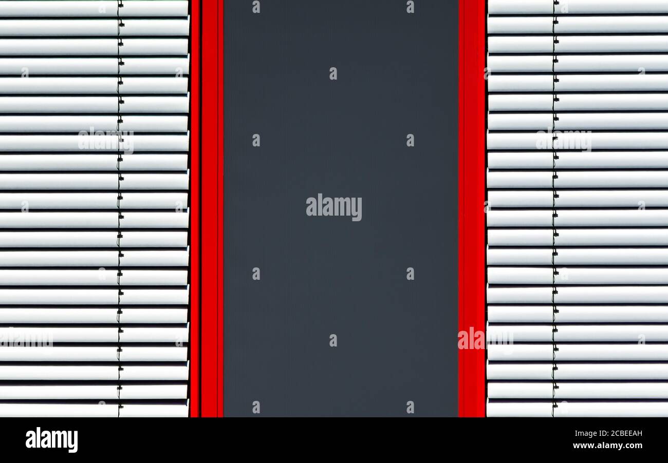 Shot of horizontal blinds with a gray zone in the middle, background texture or wallpaper Stock ...