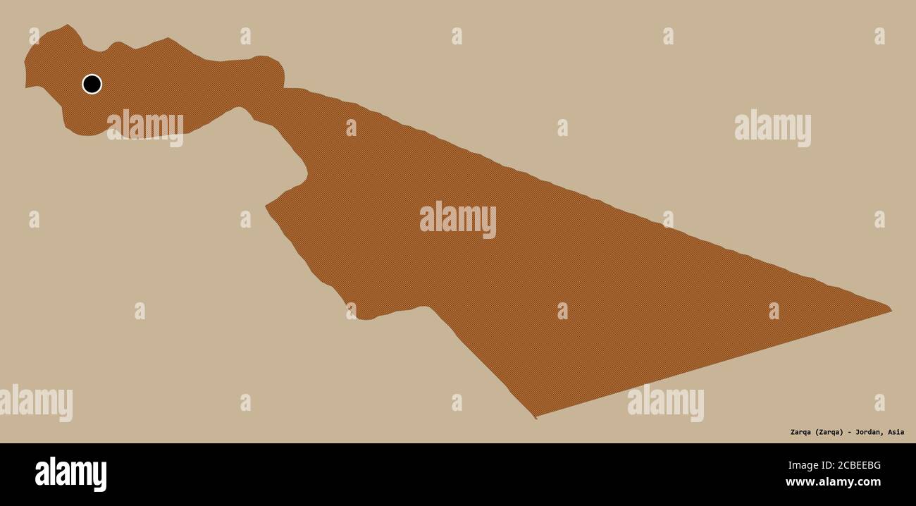 Shape of Zarqa, province of Jordan, with its capital isolated on a ...
