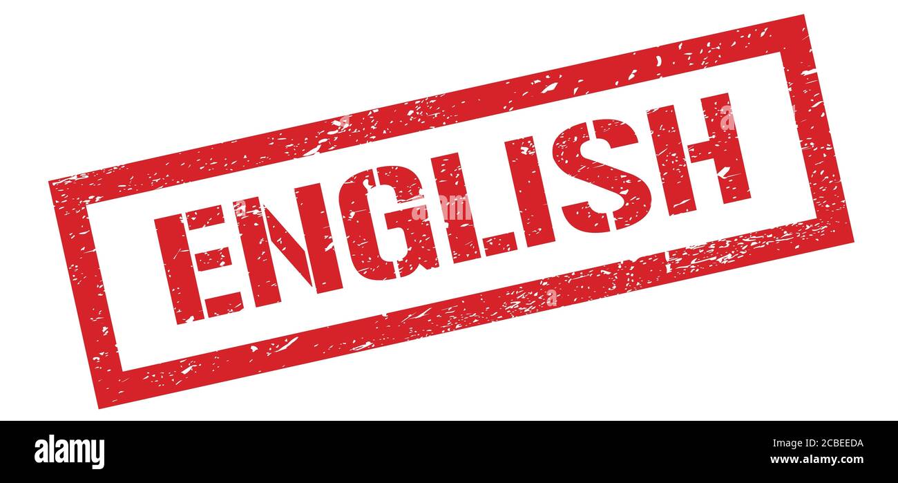 ENGLISH red grungy rectangle stamp sign Stock Photo - Alamy
