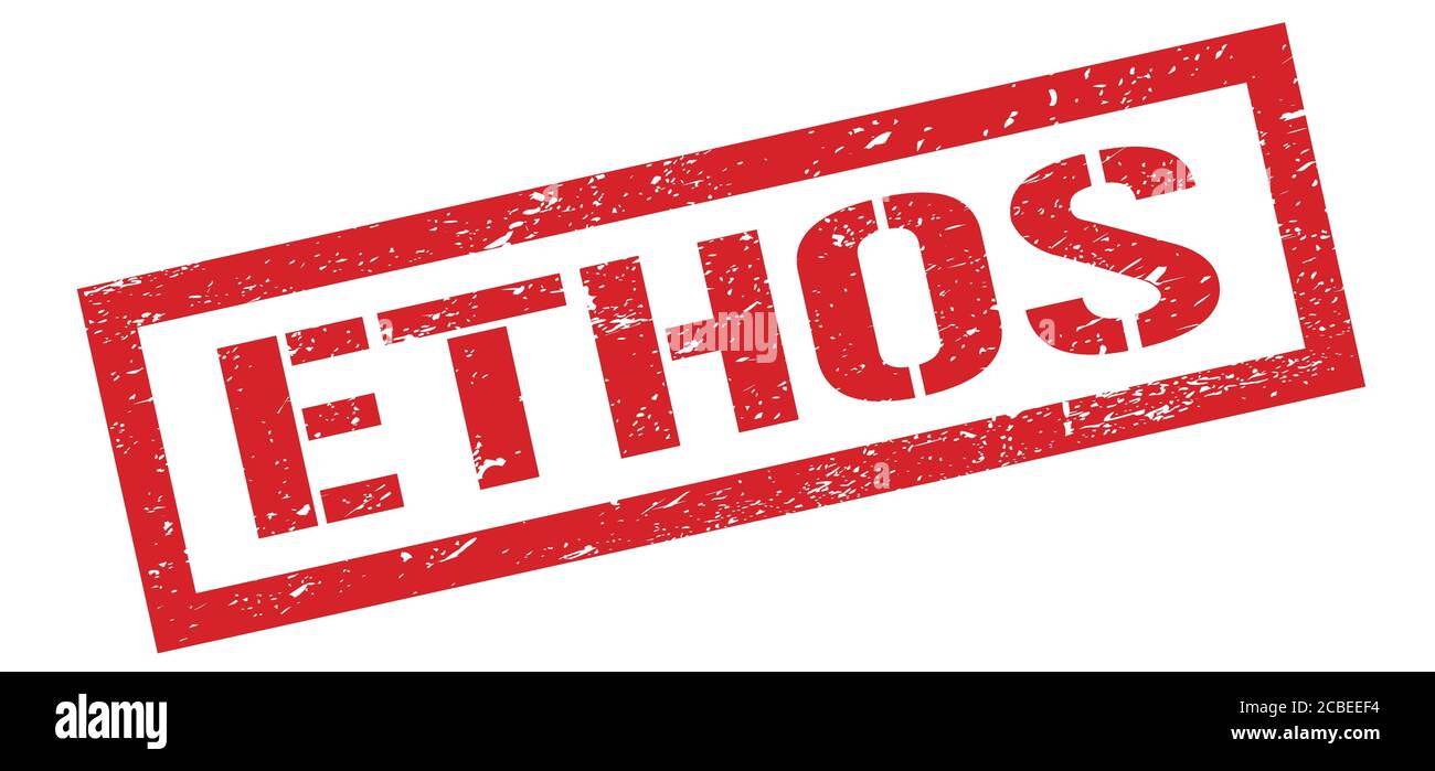 ETHOS red grungy rectangle stamp sign Stock Photo - Alamy